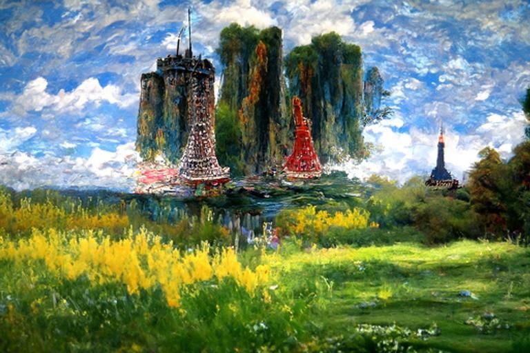 Beautiful fantasy towers by Claude Monet oil on canvas trending on ...