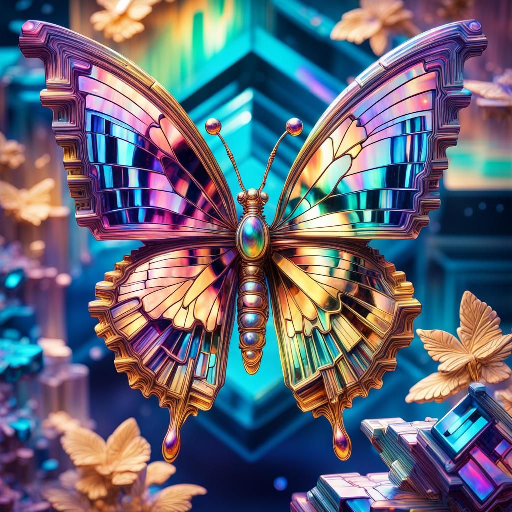 Bismuth crystal butterfly - AI Generated Artwork - NightCafe Creator
