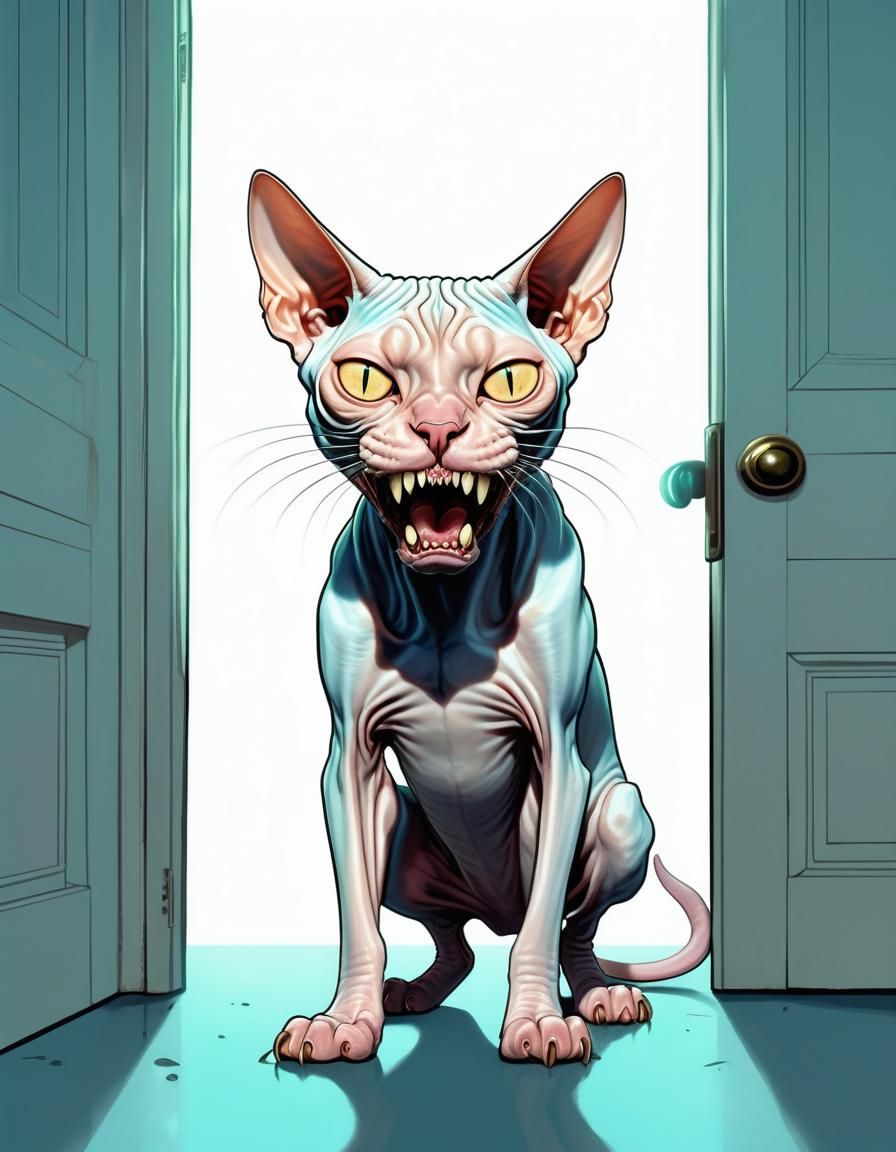 Extreme wide shut. Cartoon masterpiece. An ugly skinny adult albino ...