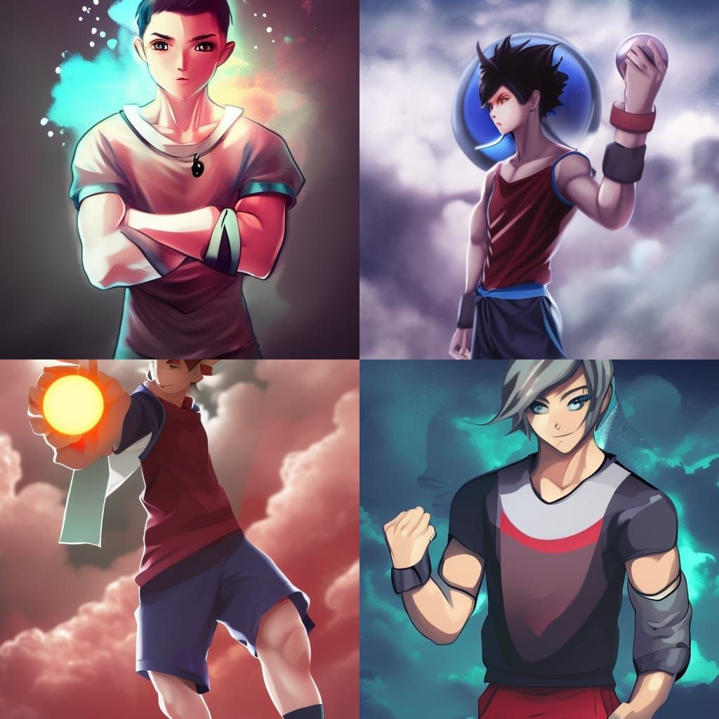 Human Portrait Character Male Boy Young Anime Gym Leader Bust Upperbody ...