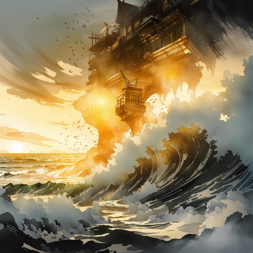 Waves Crashing - AI Generated Artwork - NightCafe Creator