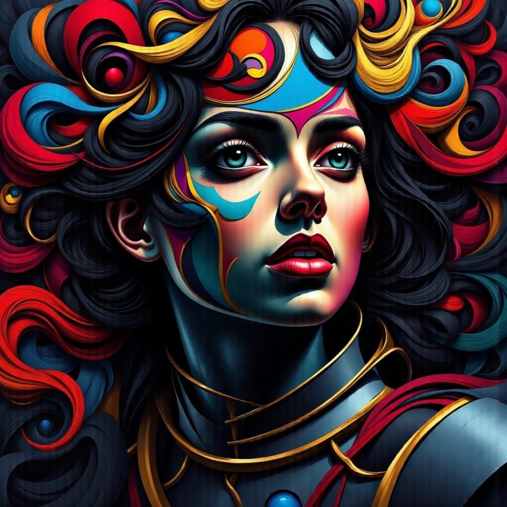 Ethereal Knight in Vibrant Chiaroscuro - AI Art