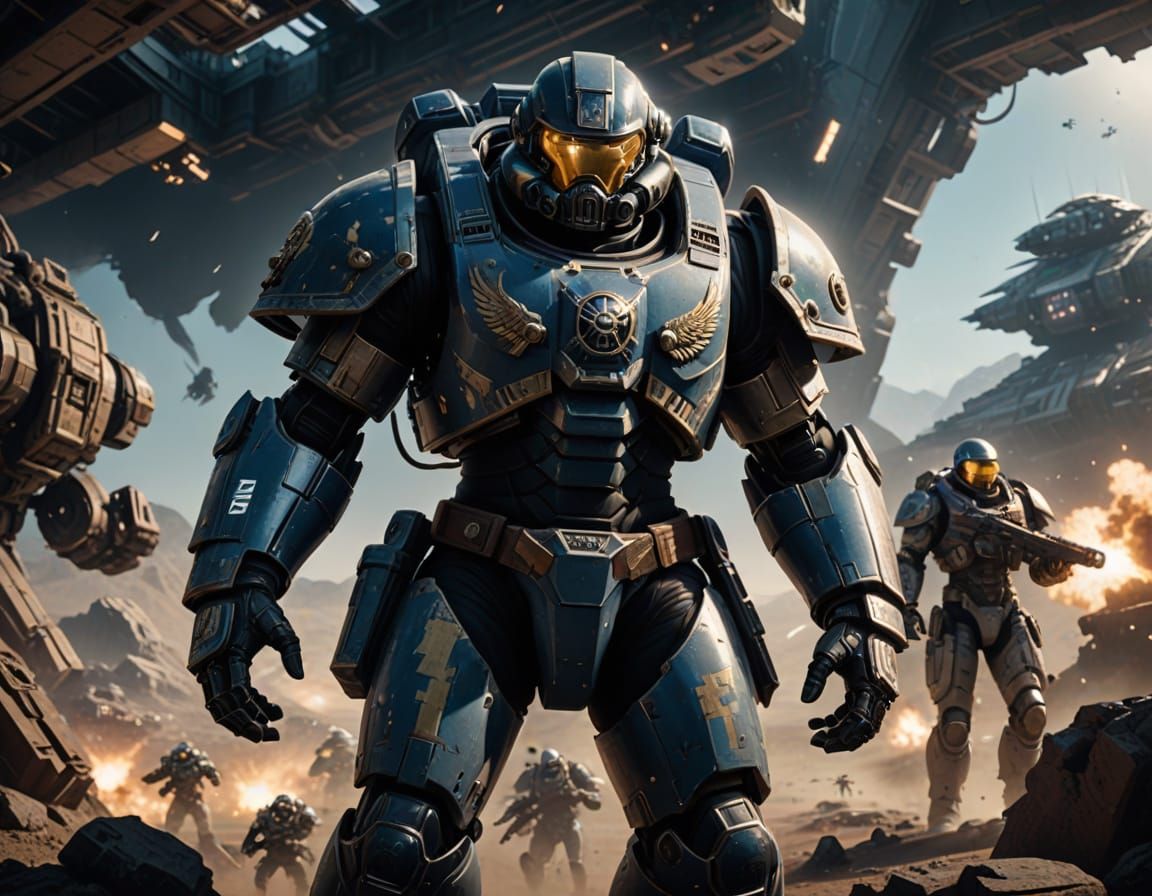 Winged Infantry - Space Marine Commander in Futuristic Space...