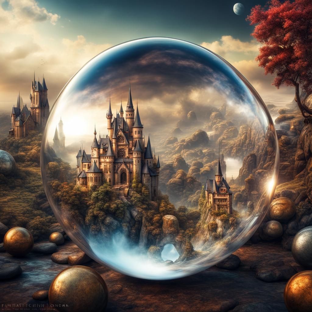 fantasy world in a buble - AI Generated Artwork - NightCafe Creator