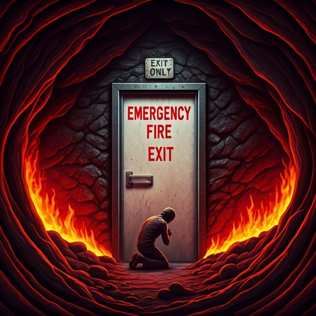 Emergency Exit Door in Hellscape - AI Art