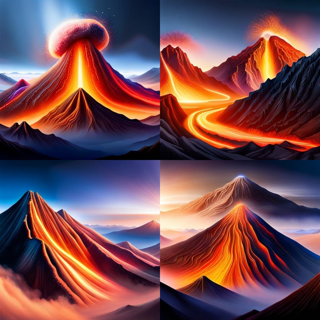 Volcanoes - AI Generated Artwork - NightCafe Creator