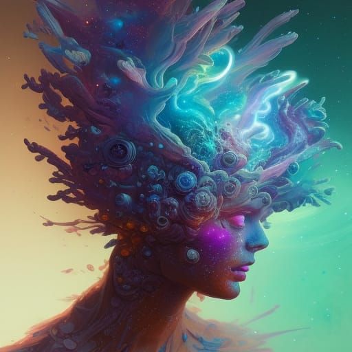 Nebula human flower surreal by Greg Rutkowski intricately detailed ...