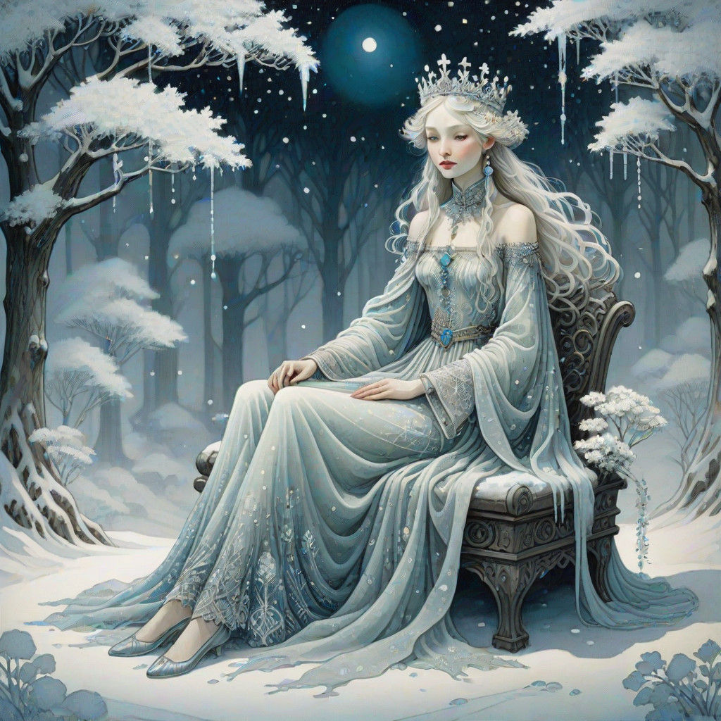 Winter Fairy Queen in Enchanted Ice Palace - AI Art