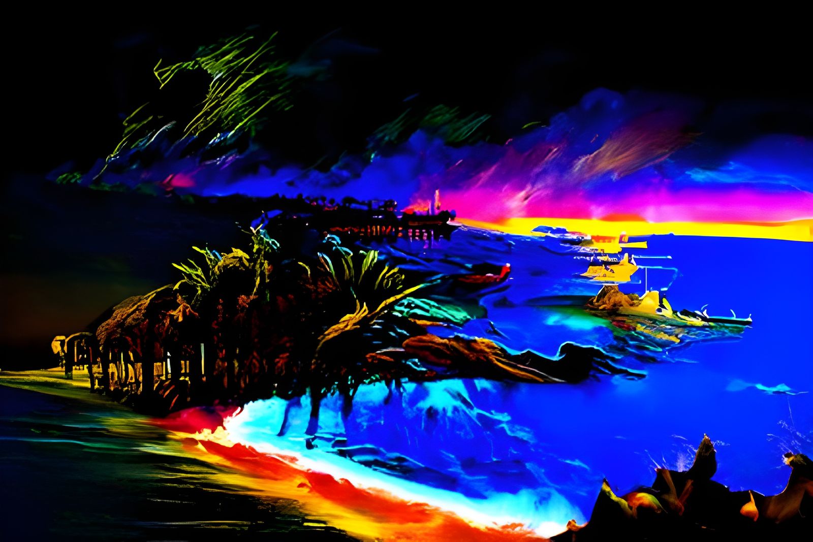 hyperspectral ocean waves by a beach - ZX Spectrum - AI Generated ...