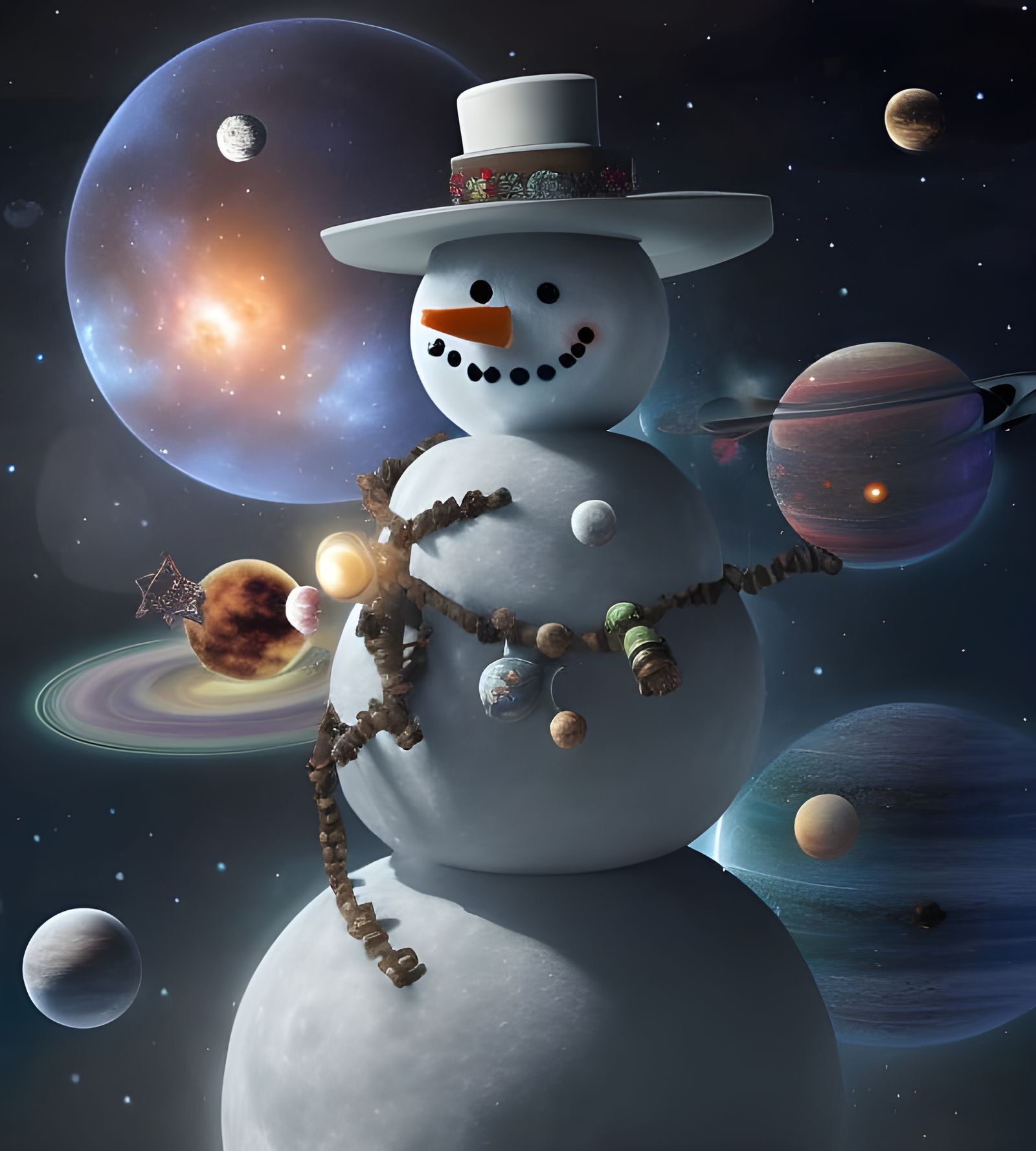 Space Snowman - AI Generated Artwork - NightCafe Creator