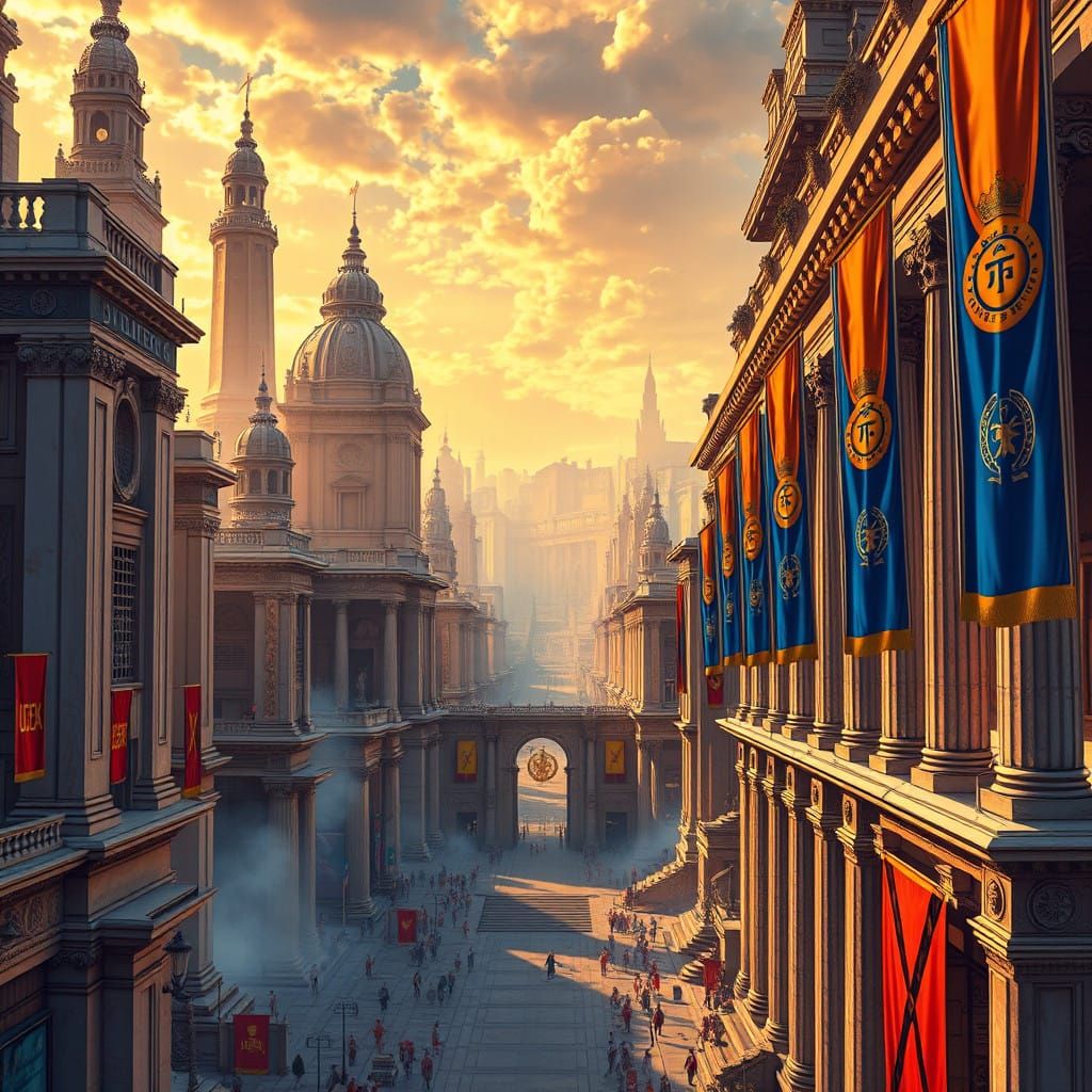 Epic Futuristic Metropolis Inspired by Ancient Rom... - AI Art