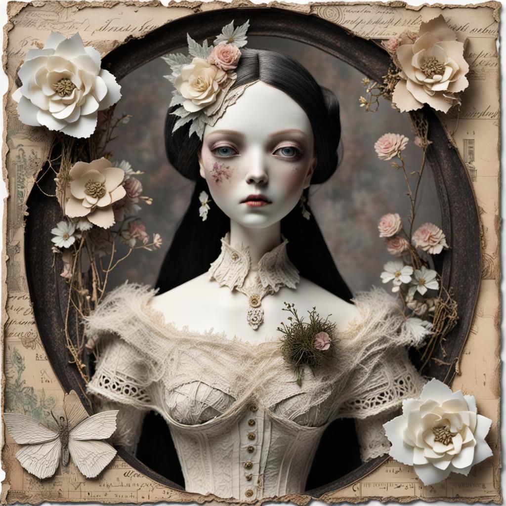 princess :: elaborate_masterpiece collage :: 3d doll, (crack lines in ...