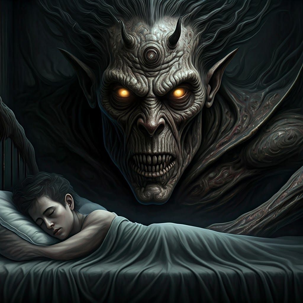 Dark Fantasy Demon Looms in the Shadows - AI Art