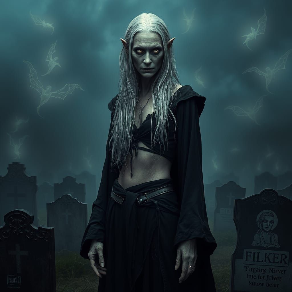 Ancient Crone Conjures Dark Magic Amidst Forgotten... - AI Art