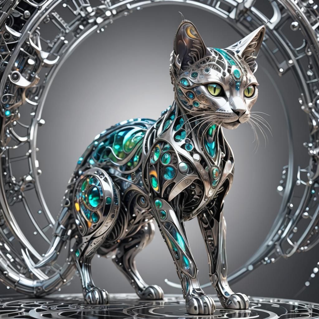 Crystal Cyborg Cat - AI Generated Artwork - NightCafe Creator
