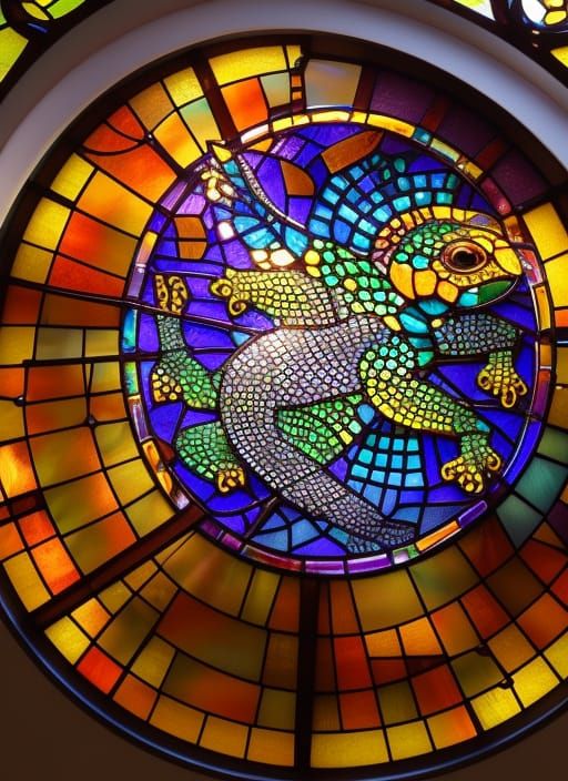 Stained Glass Lizard - AI Generated Artwork - NightCafe Creator