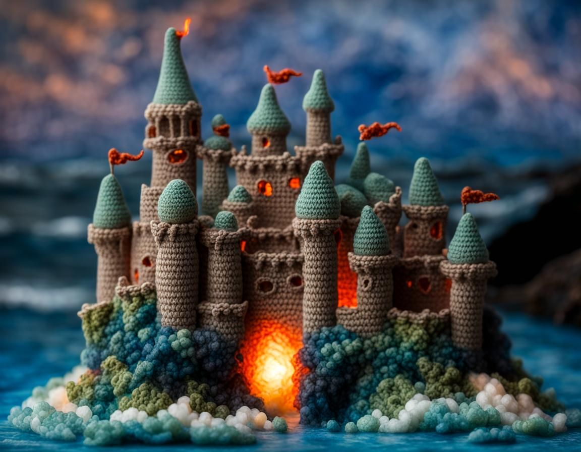 a living miniature crocheted fantasy castle where everything is ...