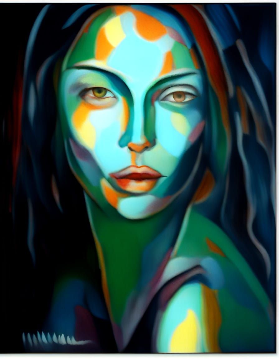 Surrealist Portrait of a Mysterious Woman in Oil P... - AI Art