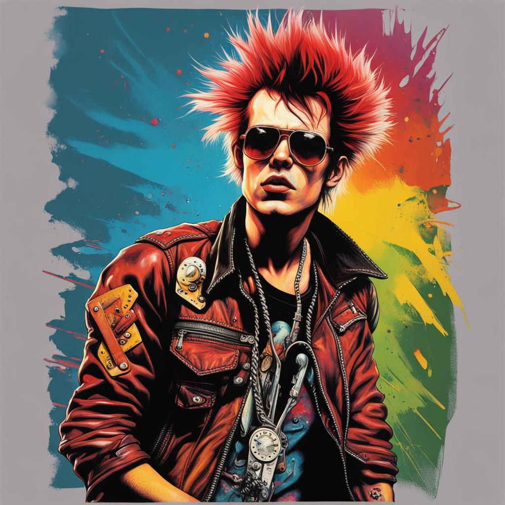 1970s punk rocker clash tee shirt - AI Generated Artwork - NightCafe ...