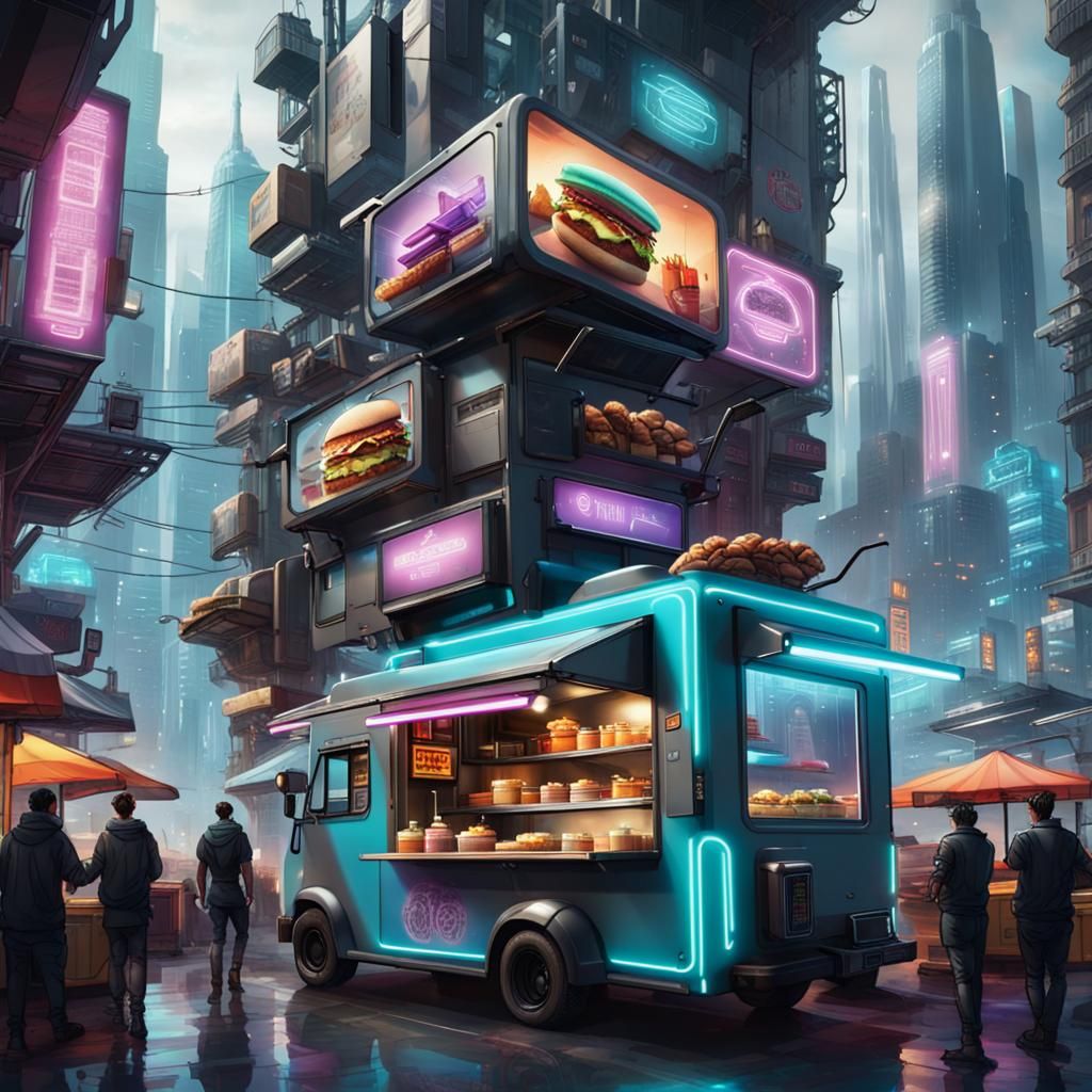 Cyber Food Truck - AI Generated Artwork - NightCafe Creator