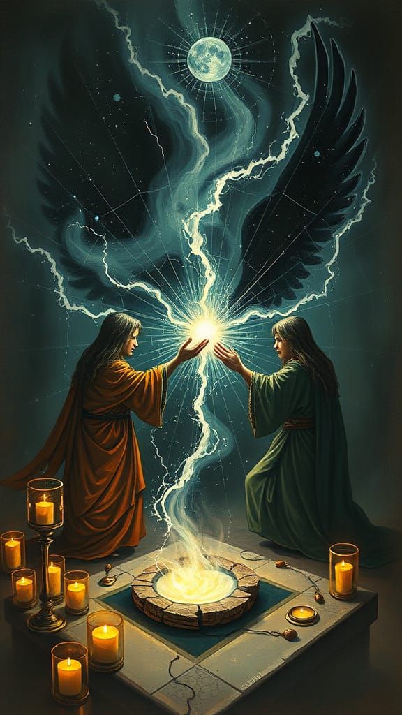 Mystical Energy Transmission in an Esoteric Ritual... - AI Art