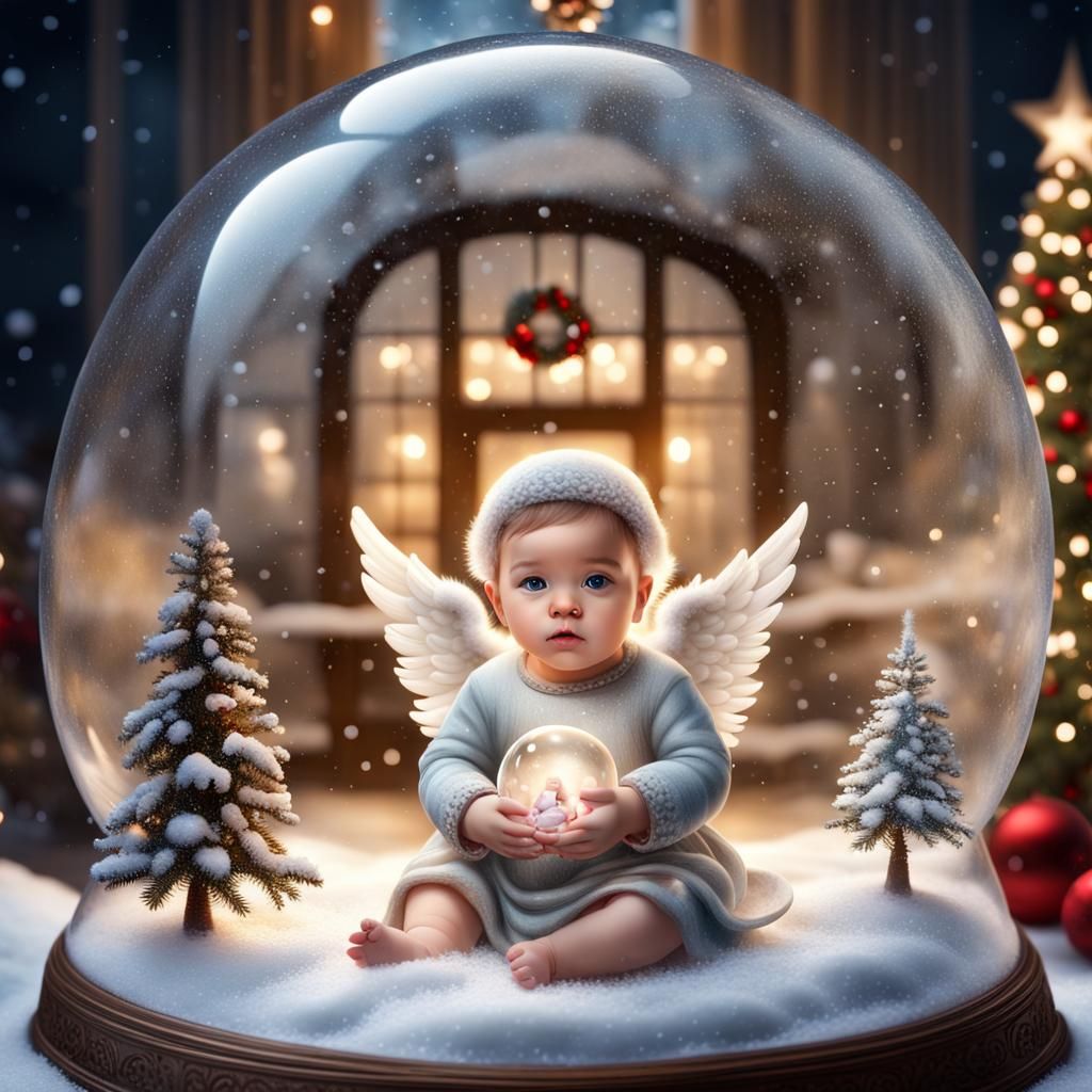 A Very Detailed Beautiful Baby Angel Stunningly Dressed holding the ...