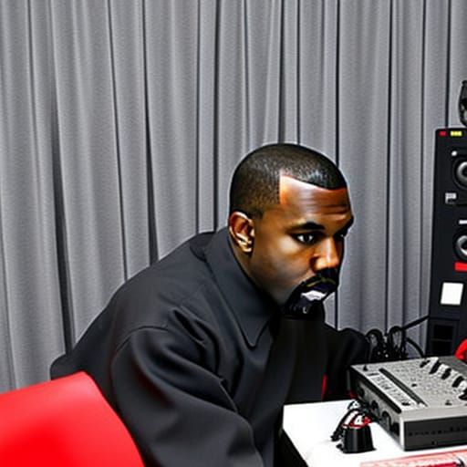 Kanye West with akai mpc - AI Generated Artwork - NightCafe Creator