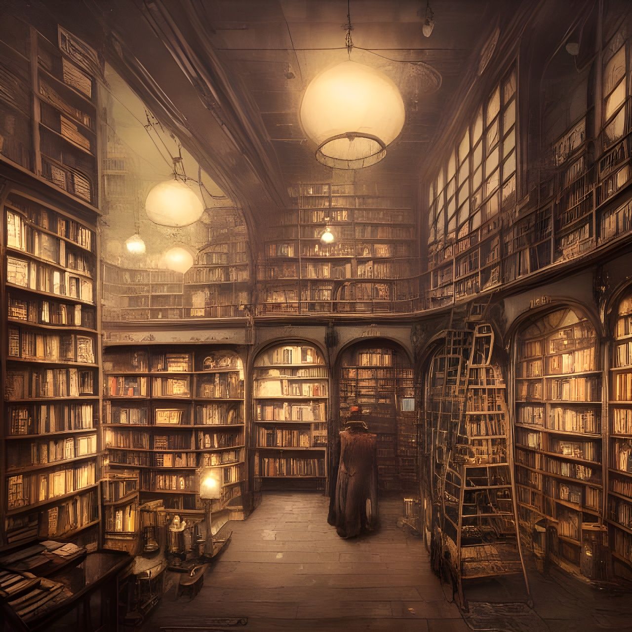 Steampunk bookshop - AI Generated Artwork - NightCafe Creator