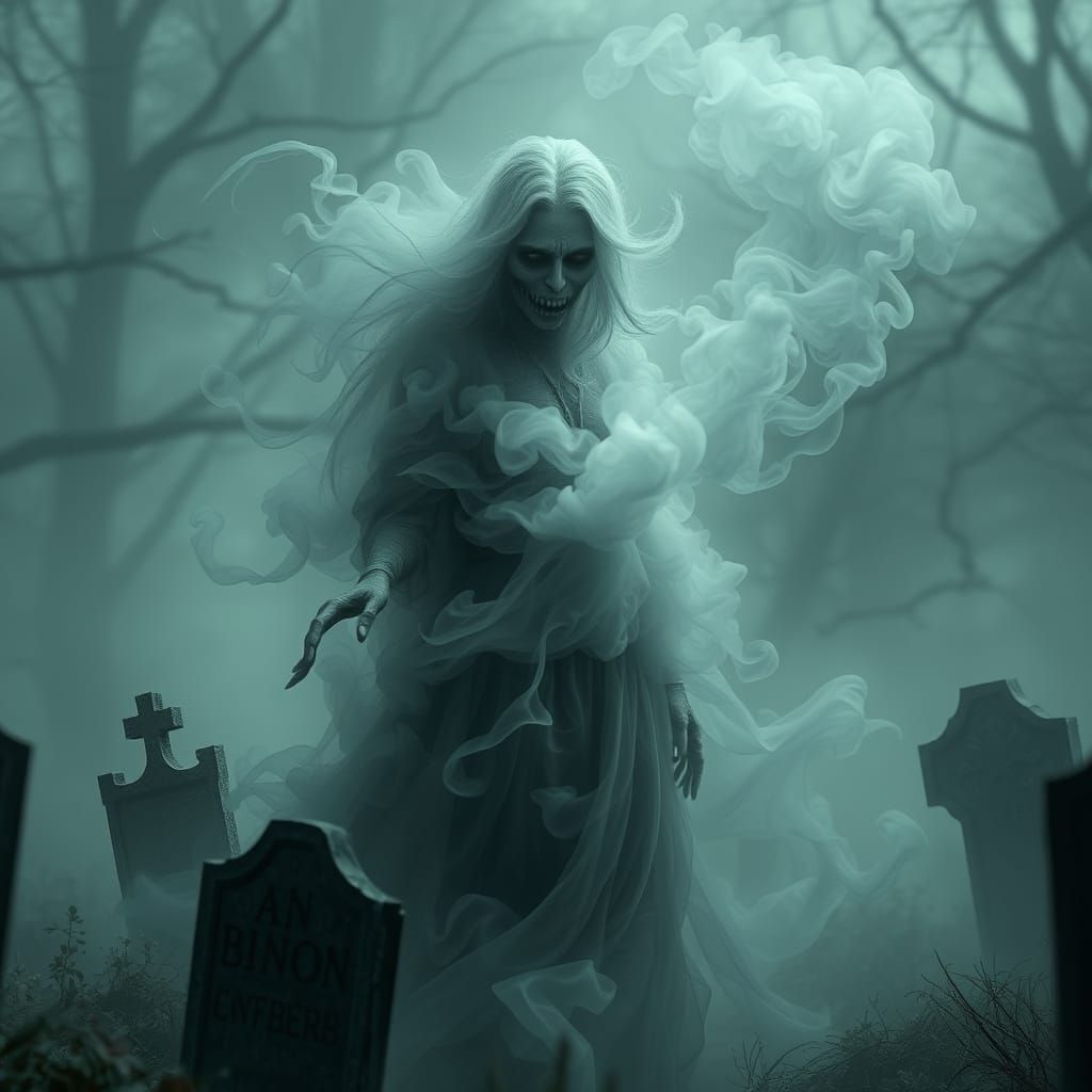 Creepy Ghost - Ethereal Ghost Woman Drifts Through Ancient G...