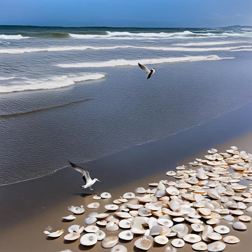 Collecting shells - AI Generated Artwork - NightCafe Creator