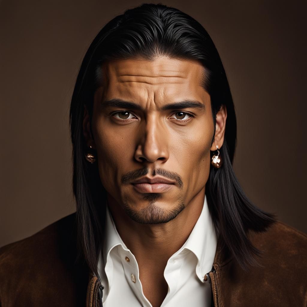 A 32 year old man. He is half Cherokee and apache.he has high cheek ...