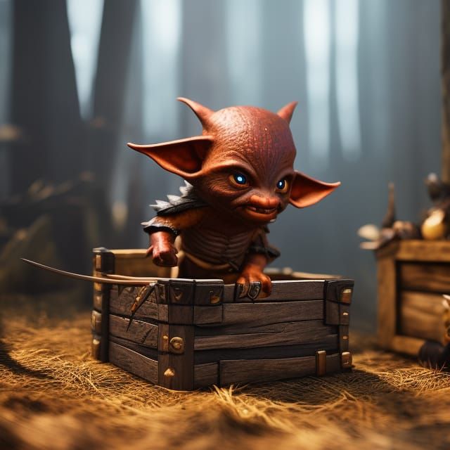 Tiny Demon Warrior - Searching Wooden crates - AI Generated Artwork ...