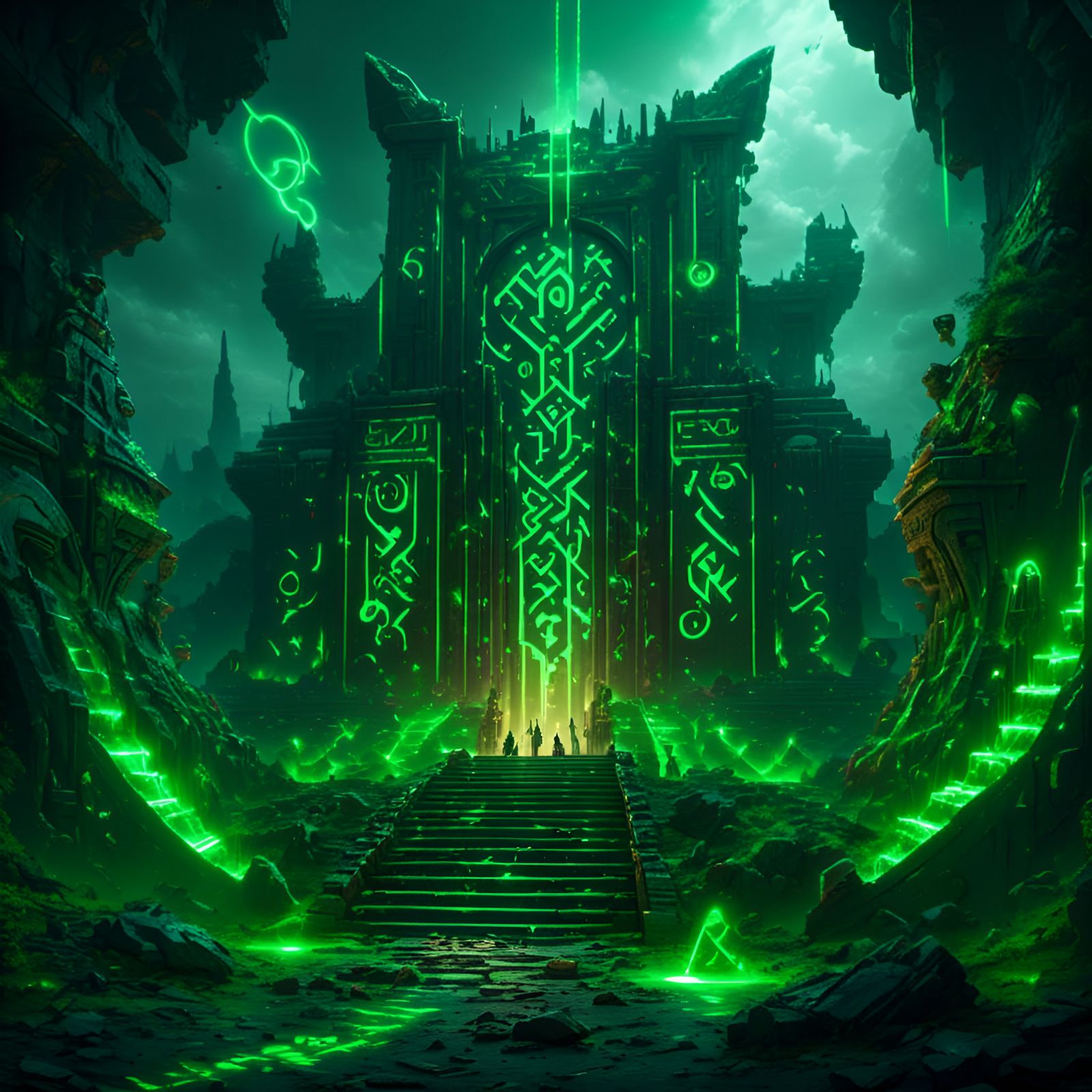 Temple of Primordial Evil (Glowing Runes by Fibek) - AI Generated ...