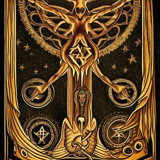 Dark Esoteric occult mythological imagery horror Eldritch intricately detailed deep color ...