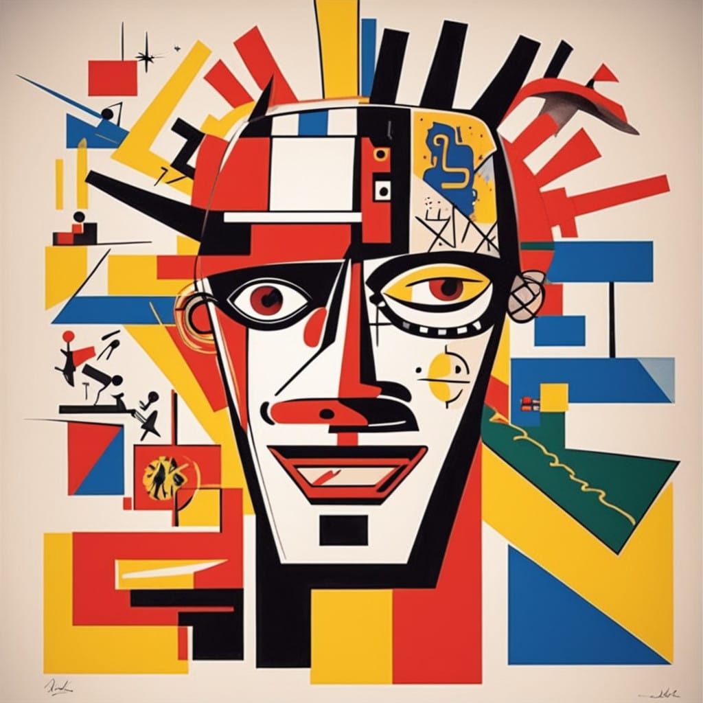 Abstract Cubist Robot in Geometric Style - AI Art