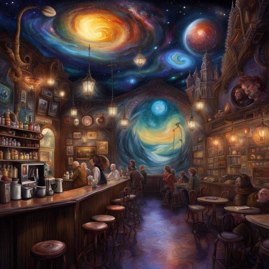Retro Coffee Shop in Space - AI Generated Artwork - NightCafe Creator