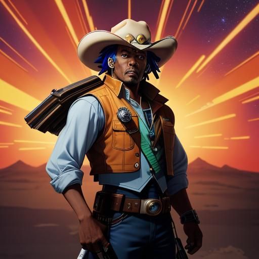 Space Western Hero Django Bravestarr in Anime Styl... - AI Art