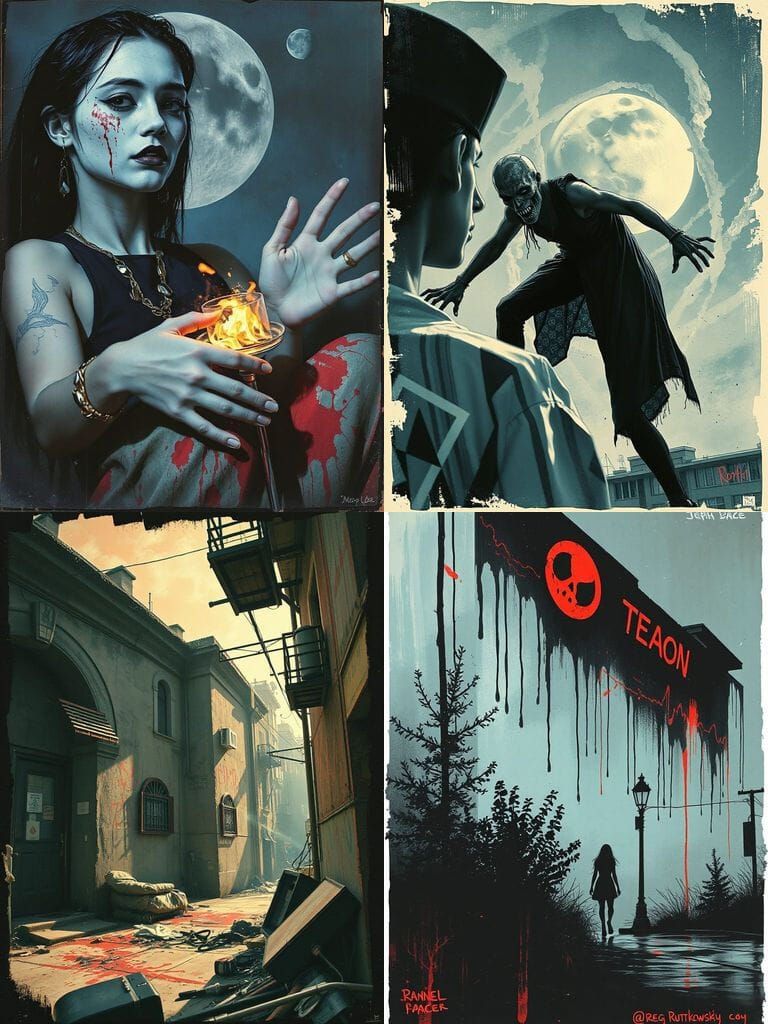 Ethereal Horror Scene in Polaroid Pointillism - AI Art