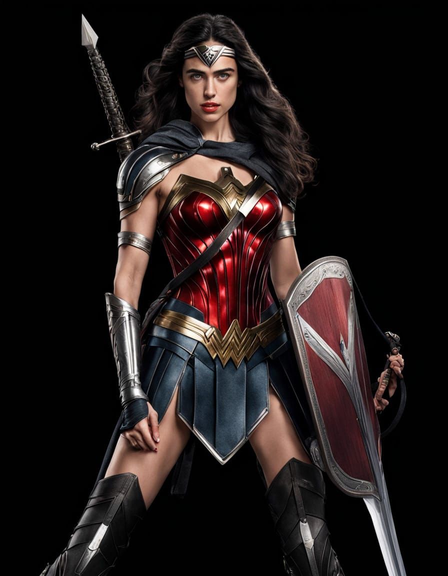 Wonder Woman's Powerful Portrait with Elegant Updo... - AI Art