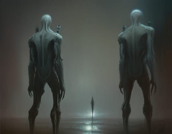 "Space aliens in dystopian city" sinister by Greg Rutkowski - AI ...