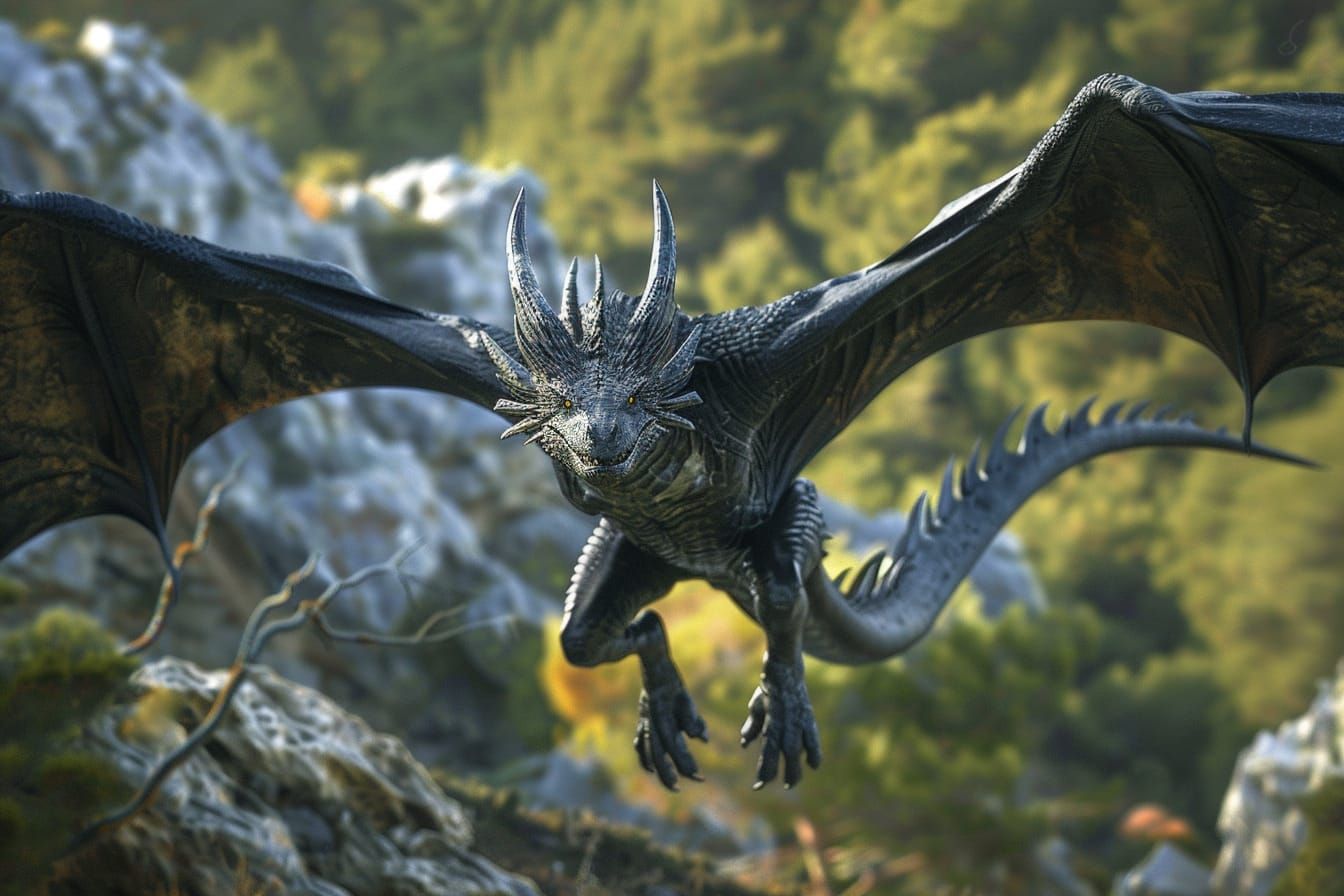Magnificent Black Dragon In Flight - AI Generated Artwork - NightCafe ...