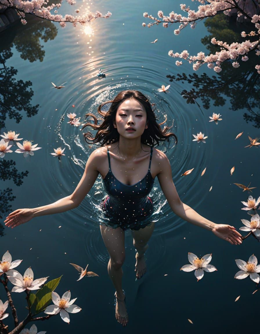 Ethereal Japanese Goddess Basks in Radiant Cherry ... - AI Art