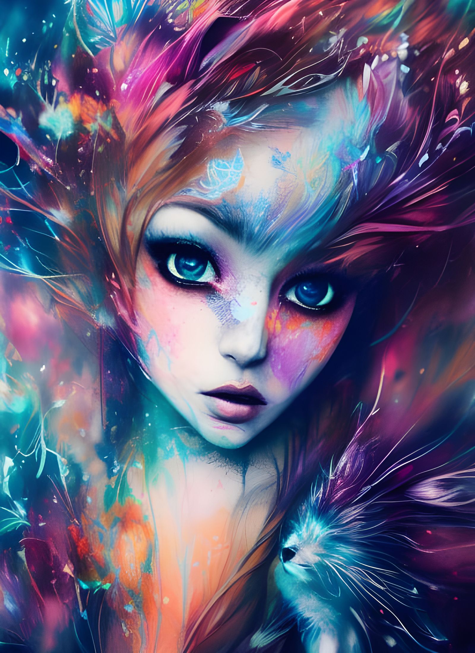 Colorful Fox Deity - AI Generated Artwork - NightCafe Creator