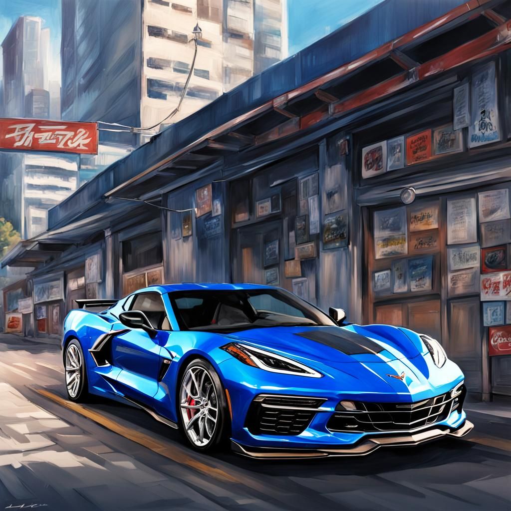 Hyper realistic 2020 Blue Chevy Corvette - AI Generated Artwork ...