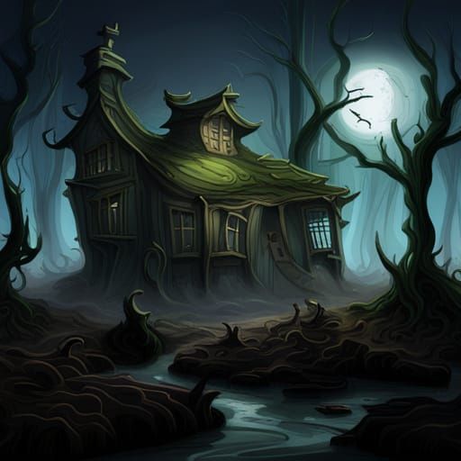 spooky haunted house in the swamp - AI Generated Artwork - NightCafe ...