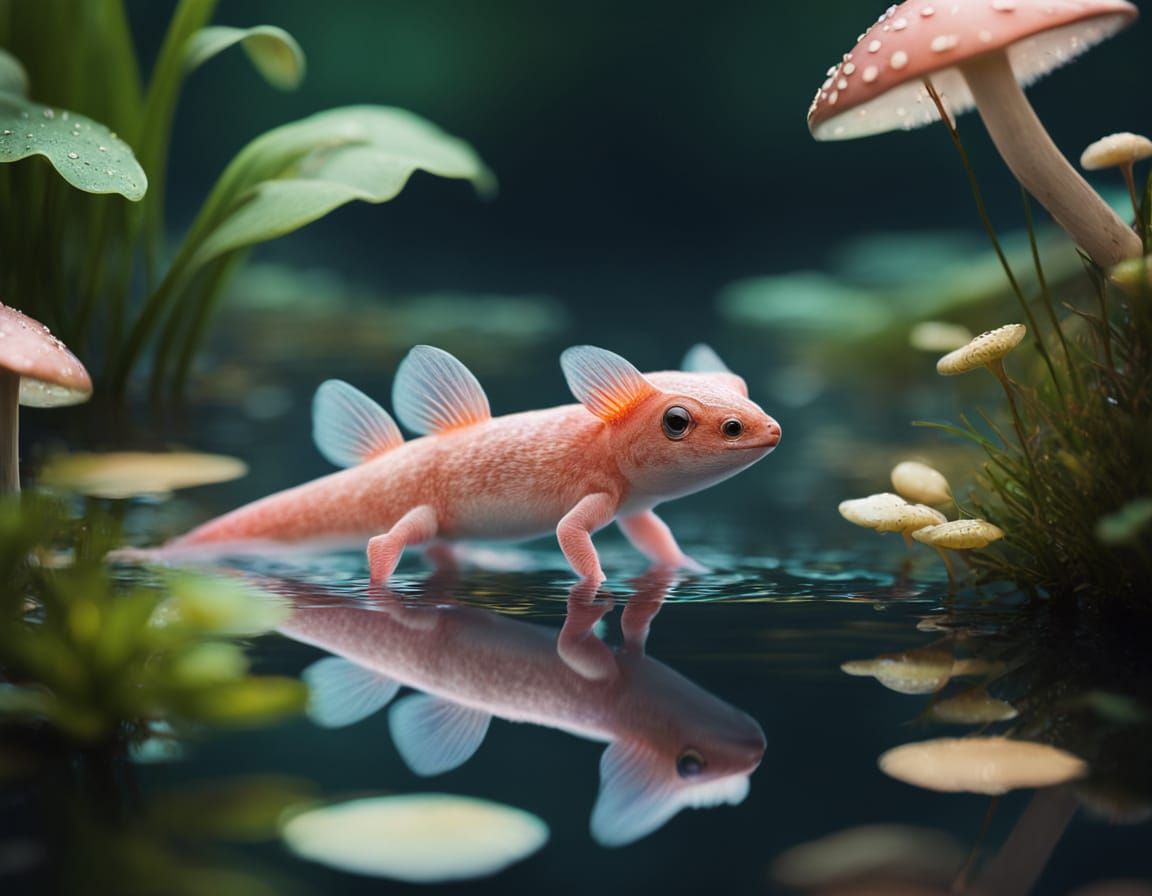 Charming Chibi Axolotl in Whimsical Watercolor Sty... - AI Art