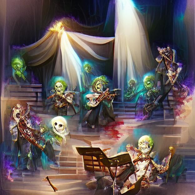 Undead bard concert - AI Generated Artwork - NightCafe Creator
