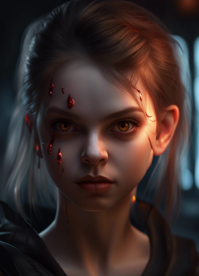 Top half portrait of a hot cute evil girl - AI Generated Artwork ...
