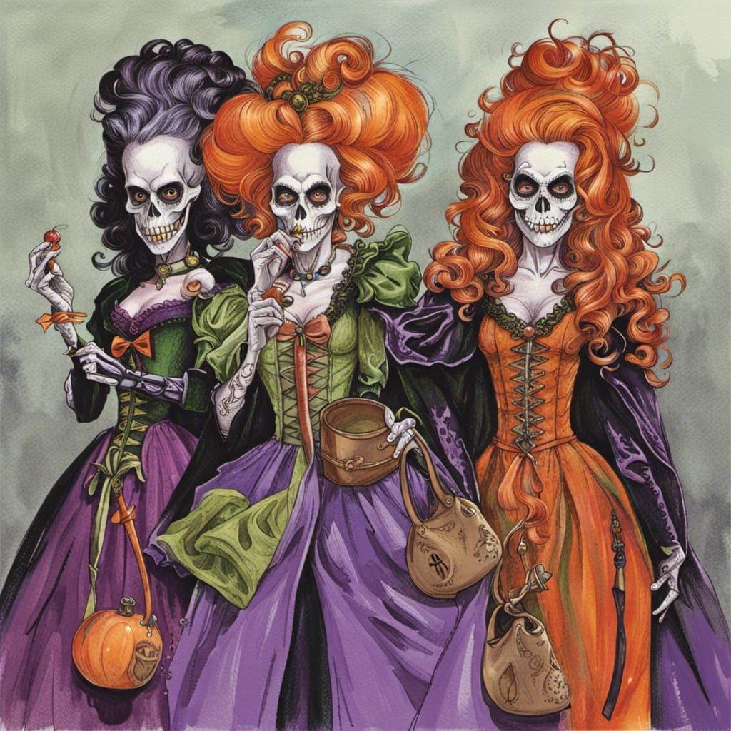 hocus pocus sanderson skull sisters - AI Generated Artwork - NightCafe ...