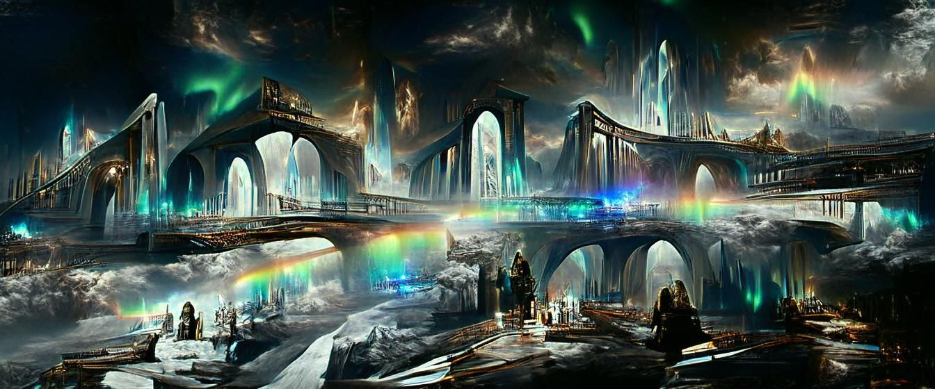 Bifrost bridge leading to the citadel at the end of time evolved - AI ...